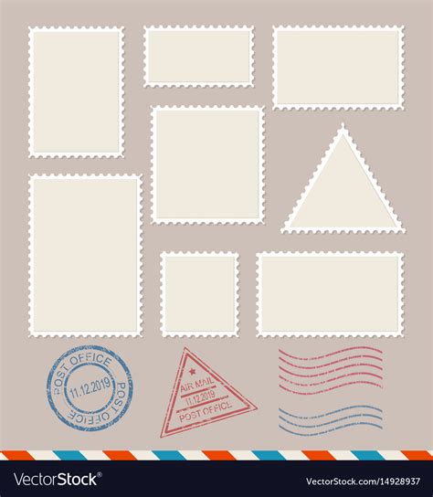 Empty Template Blank Postage Stamps Set Royalty Free Vector