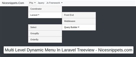 how to create multi level dynamic menu in laravel treeview