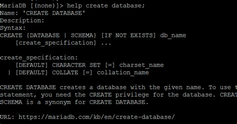 how to create database in mysql or mariadb