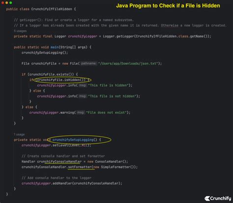 java program to check if a file is hidden crunchify
