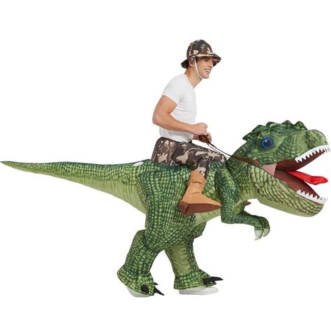 Inflatable Costume Dinosaur Riding T Rex Funny Halloween Costume For