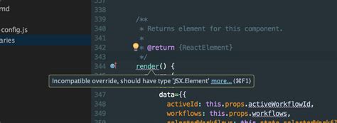 webstorm and reactjs incompatible override and returned expression xml