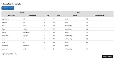 example react table column reorder codesandbox