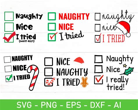 Naughty Nice I Tried Svg Naughty Or Nice Svg Santas Etsy Uk
