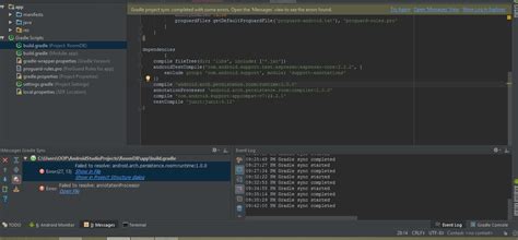 gradle room database in android failed to resolve android arch
