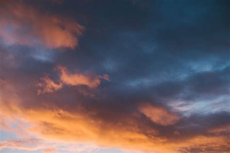 Hd Wallpaper Blue And Orange Clouds Nimbus Clouds During Golden Hour
