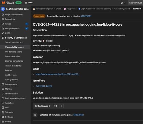 log4shell detecting log4j vulnerability with gitlab