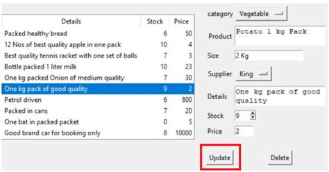 tkinter inventory management by add edit remove products and managing stock