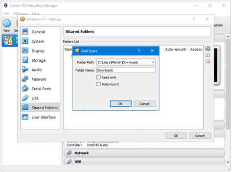 how to share files and folders between virtualbox guest and host machines
