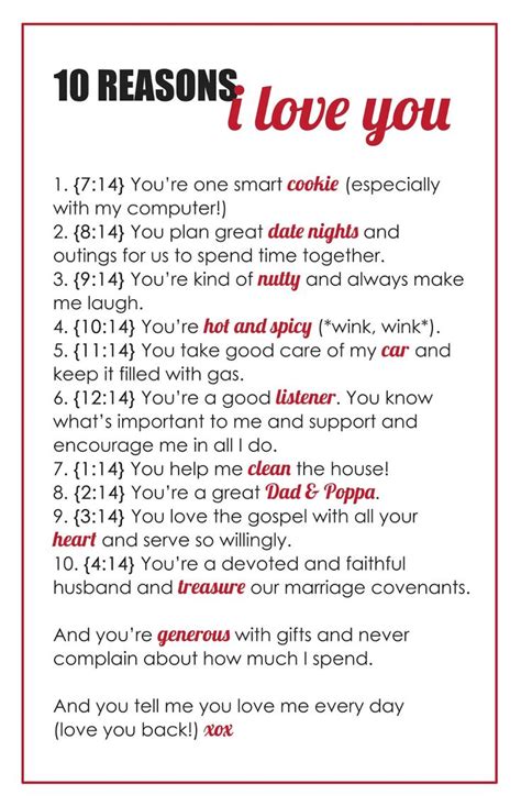 Valentines Day 10 Reasons I Love You [t An Hour For A Loved One