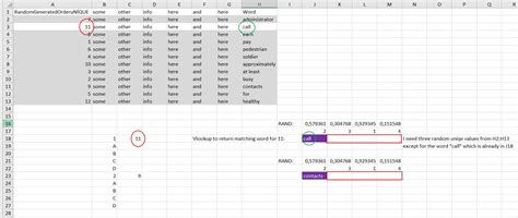 excel return random unique values to adjacent cells from a list of