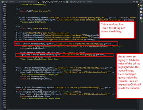 automated testing how to fetch the text values from the dd tag using