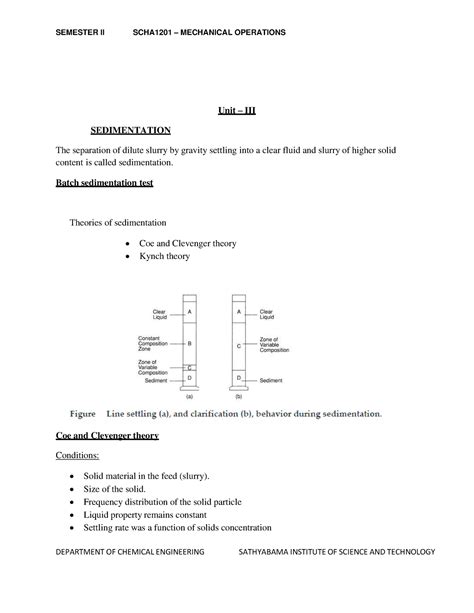 Sedimentation Batch Sedimentation Test Theories Of Sedimentation Coe
