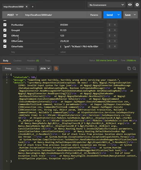 insert json into postgresql database with dapper orm