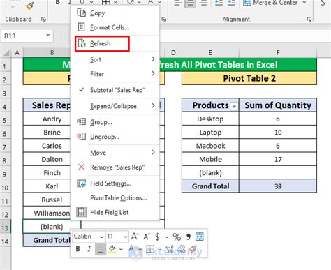 how to refresh all pivot tables in excel 3 ways exceldemy