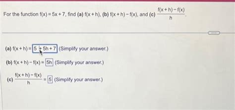Solved For The Function F X 5x 7 Find