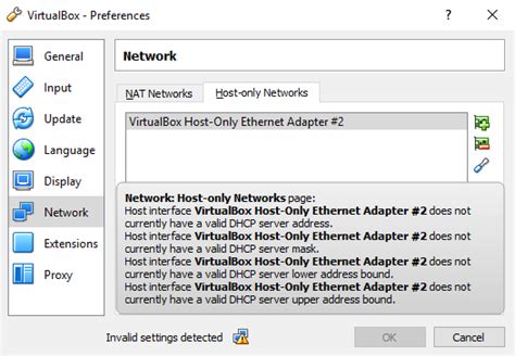 virtualbox getting error while adding host only server in virtual