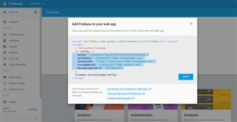 firebase config restaurantbackend