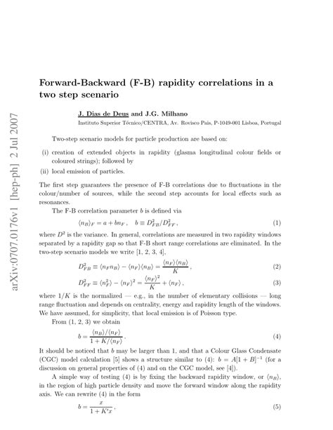 pdf forward backward f b rapidity correlations in a two step scenario