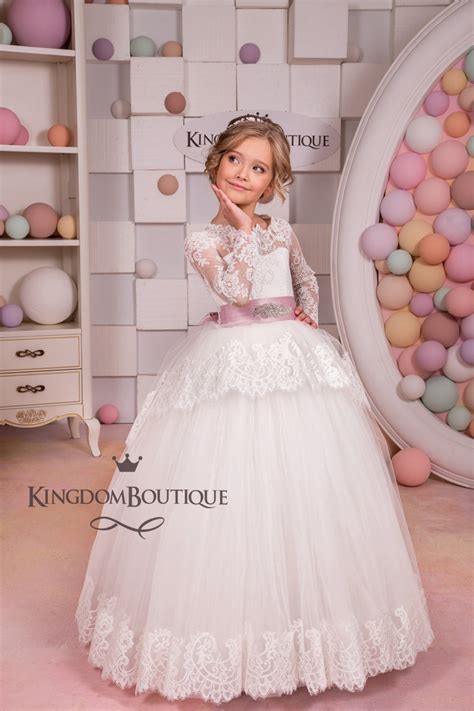 Lace Ivory Flower Girl Dress Wedding Party Birthday Etsy