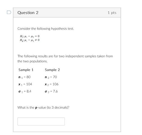 Solved Consider The Following Hypothesis Test