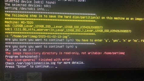 clonezilla the image repository directory is read only not writable