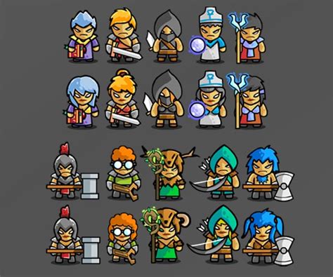 top down rpg human fantasy male female 20 pack