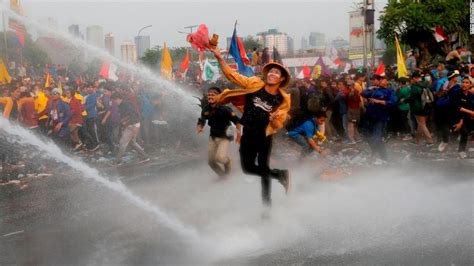 Indonesia Protests Police Fire Tear Gas As Demonstraters Oppose