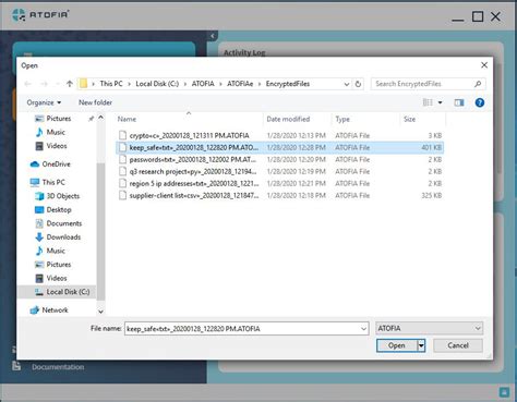 support decrypting a file atofia