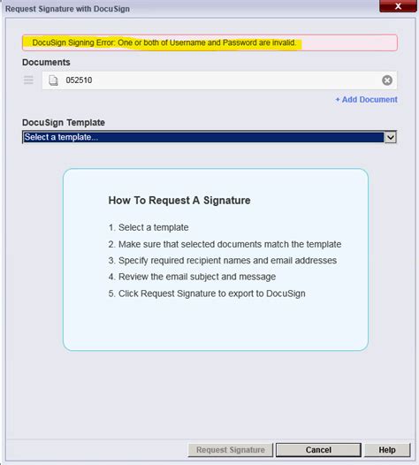 docusign authentication error laserfiche answers