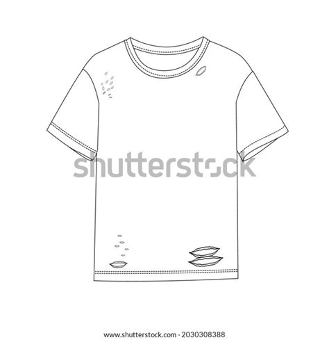 T Shirt Fashion Flat Sketch Template Stock Vector Royalty Free