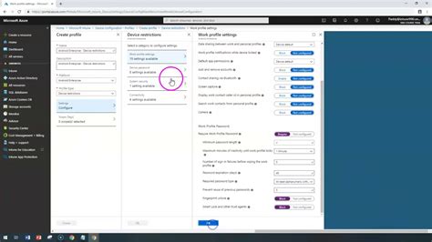 device configuration profiles create android enterprise work profile