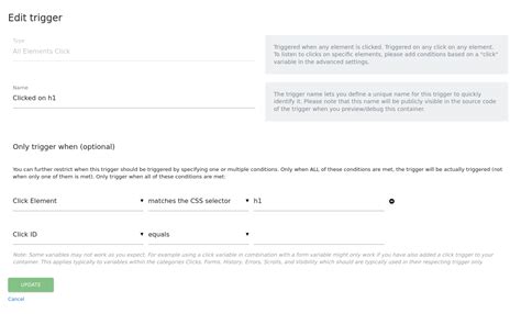 how do i trigger a tag when any dom element which matches a css