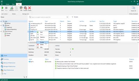enabling and disabling backup policies veeam backup for microsoft