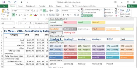 how to use number format cell styles in excel 2016 dummies