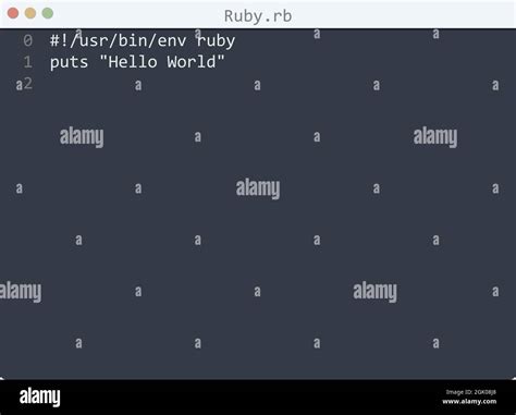 ruby language hello world program sample in editor window illustration