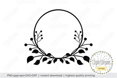 Floral Svg Circle Floral Monogram Frame Cutting File 522365