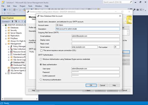 how to setup database mail in sql server ssms database