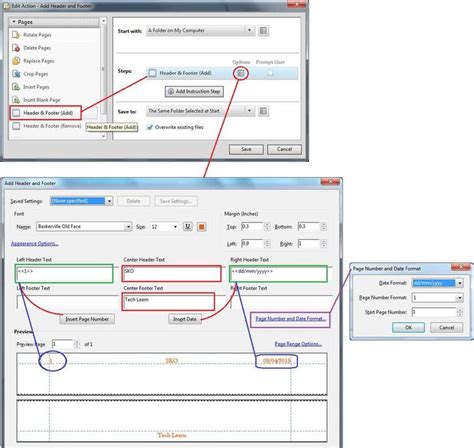 how to add header and footer with page no and date to pdf tips