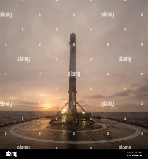 The Spacex Falcon 9 Reusable Rocket Lands Successfully On The Drone