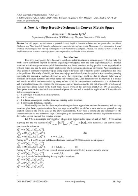 pdf a new í µí°¤ step iterative scheme in convex metric space
