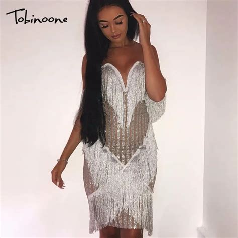 Buy Tobinoone Summer Tassel Party Dress Women Sexy V