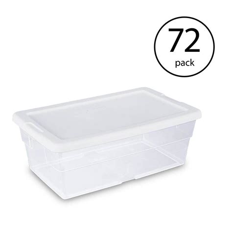 Sterilite 6 Quart Clear Plastic Stacking Storage Container Tote 72