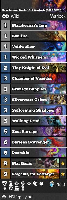 Hearthstone Duels 12 0 Warlock 6005 Mmr Dark Arts Killmox
