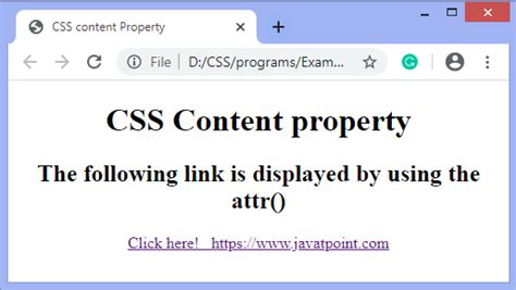 css content property javatpoint