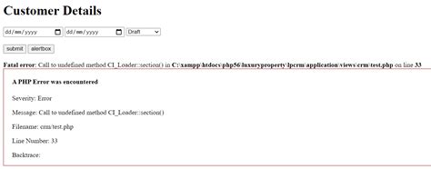 php call to undefined method ci loader section in codeigniter