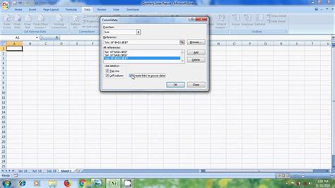 excel 2007 how to consolidate data from multiple