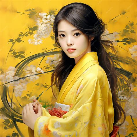 Premium Ai Image Pictures Of Beautiful Japanese Girls Yellow Background