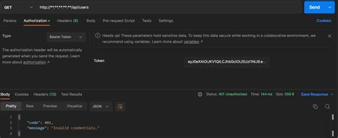 symfony jwt authentification invalid credentials with the token