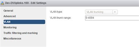 limiting the dvuplink vlan range on a vsphere distributed switch vds